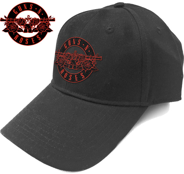 Guns N Roses - Red Circle Logo - Black OSFA Baseball Cap – burning airlines