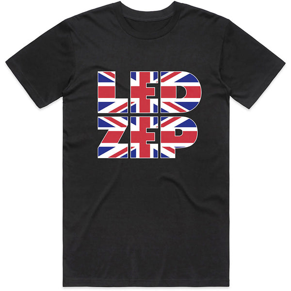 Led Zeppelin - Union Jack Type - Black T-shirt – burning airlines